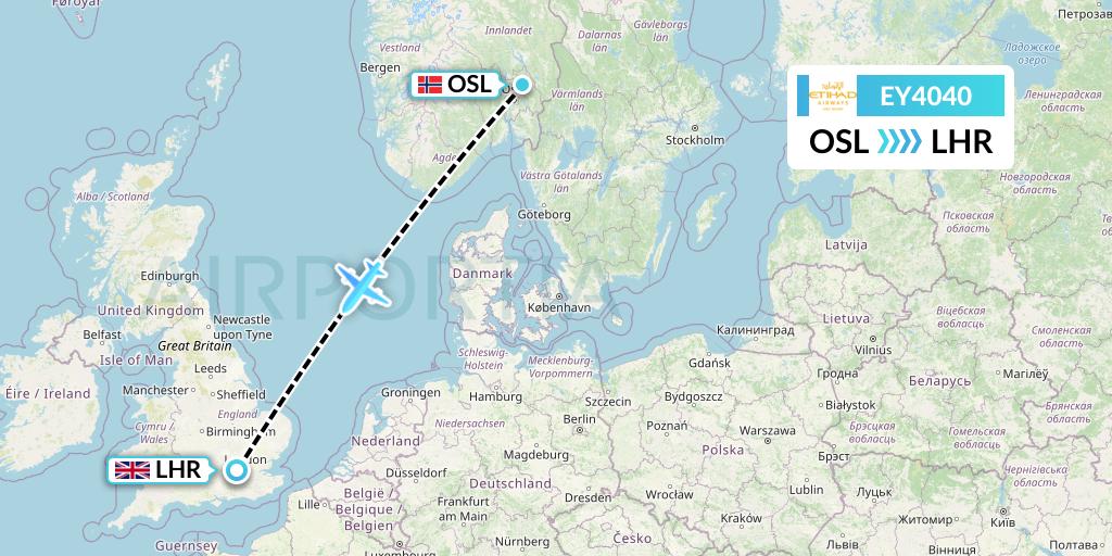 EY4040 Flight Status Etihad Airways: Oslo to London (ETD4040)