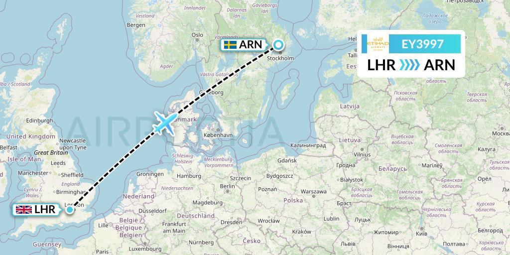 EY3997 Flight Status Etihad Airways: London to Stockholm (ETD3997)
