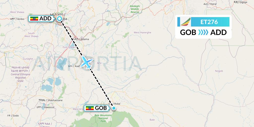 ET276 Flight Status Ethiopian Airlines: Goba to Addis Ababa (ETH276)