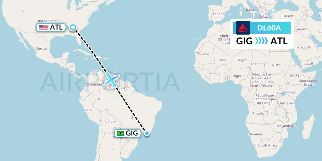 DL60A Flight Status Delta Air Lines: Rio de Janeiro to Atlanta (DAL60A)