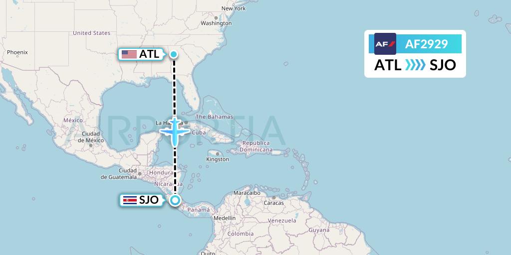 AF2929 Flight Status Air France: Atlanta to San Jose (AFR2929)