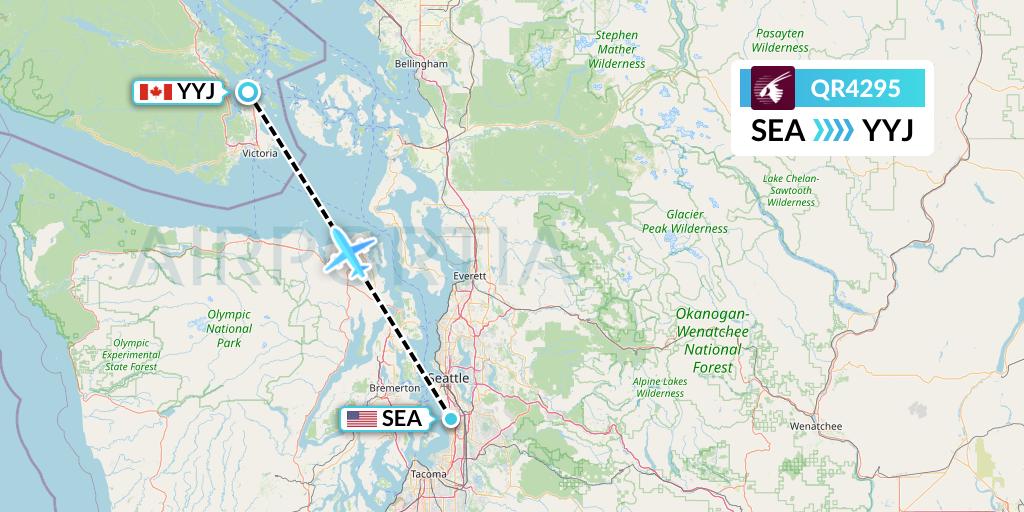 QR4295 Flight Status Qatar Airways: Seattle to Victoria (QTR4295)