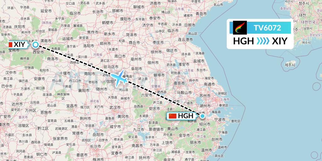 TV6072 Flight Status Tibet Airlines: Hangzhou to Xi'an (TBA6072)