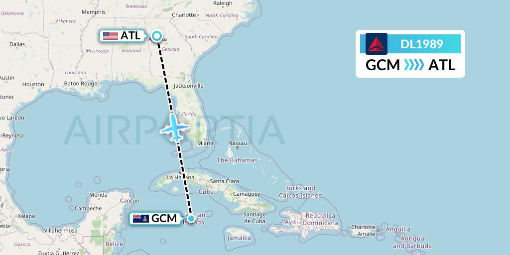 DL1989 Flight Status Delta Air Lines: George Town to Atlanta (DAL1989)