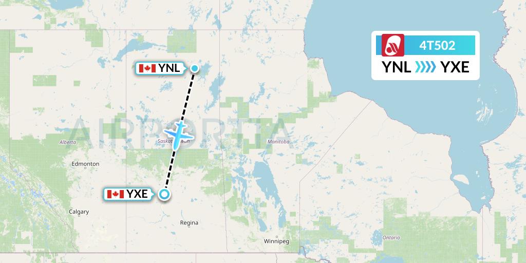 4T502 Flight Status Rise Air: Points North Landing to Saskatoon (WEW502)