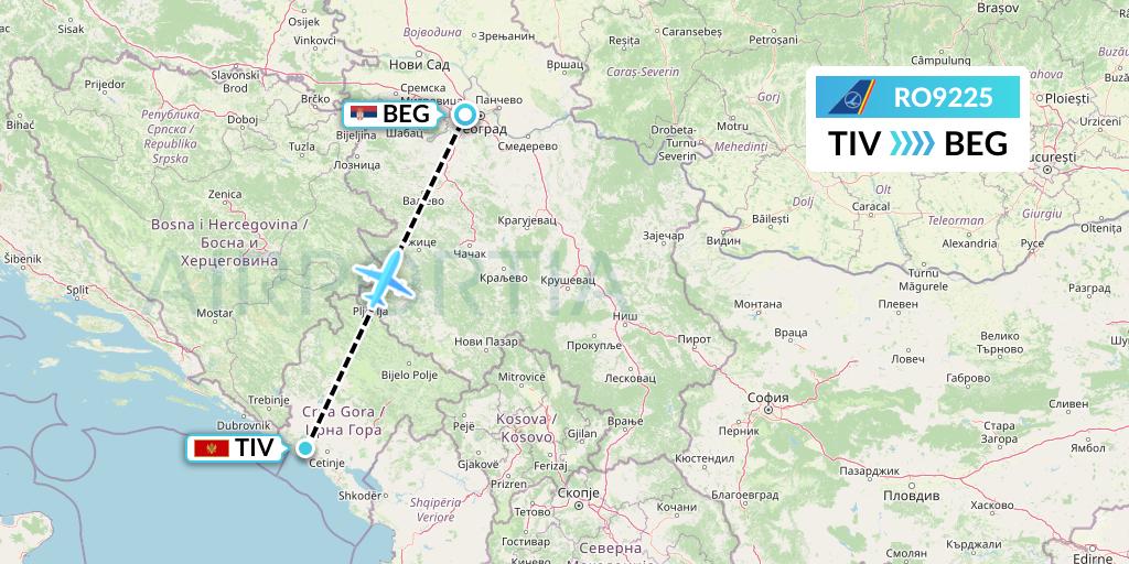 RO9225 Flight Status Tarom: Tivat to Belgrade (ROT9225)