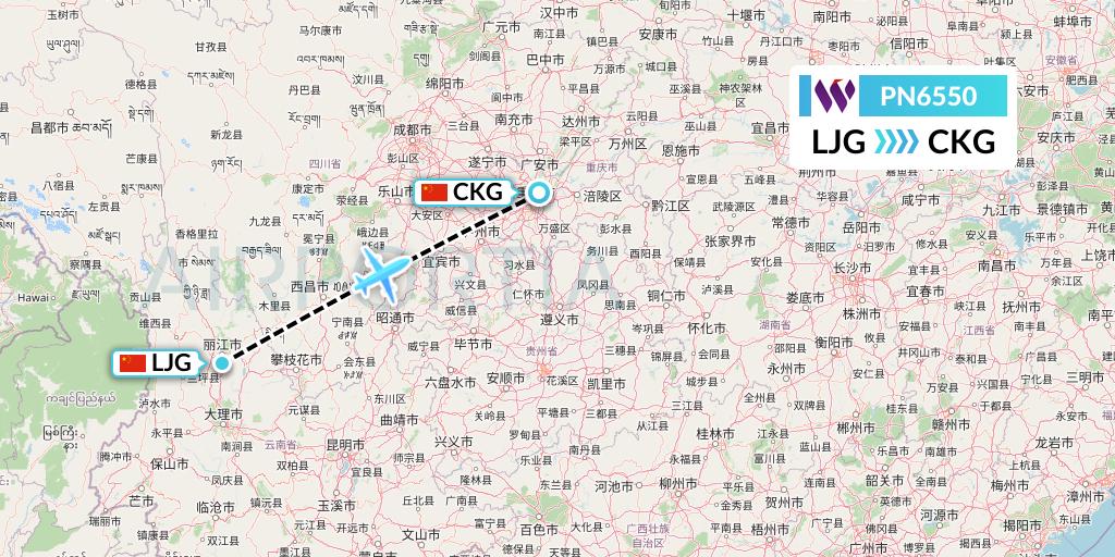 PN6550 Flight Status China West Air: Lijiang to Chongqing (CHB6550)