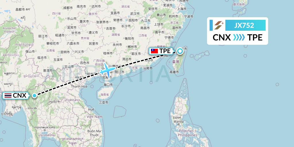 JX752 Flight Status Starlux Airlines: Chiang Mai to Taipei (SJX752)