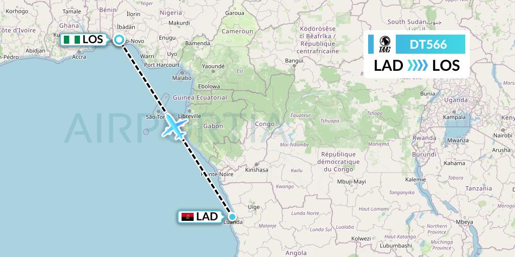 DT566 Flight Status TAAG Angola Airlines: Luanda to Lagos (DTA566)
