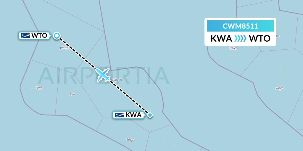 CWM8511 Flight Status Air Marshall Islands: Kwajalein to Wotho Island