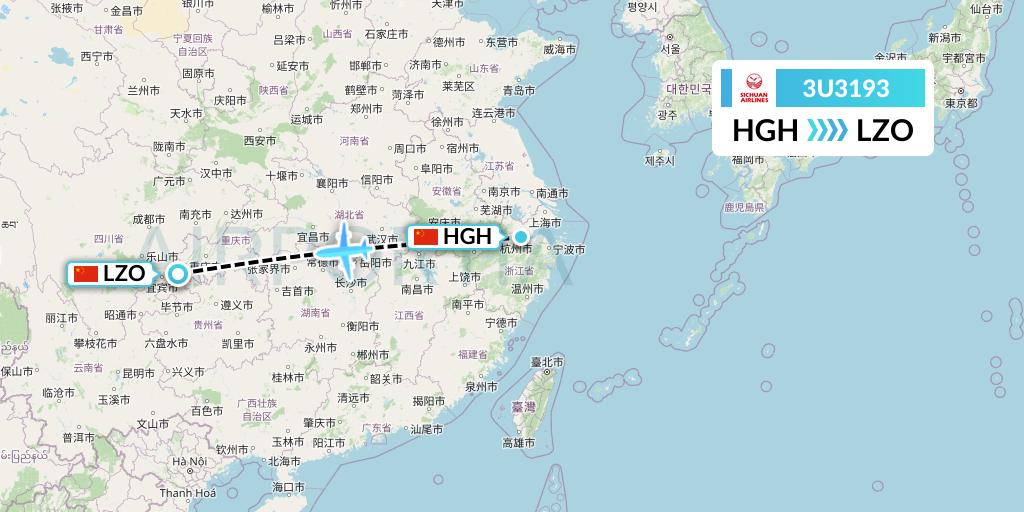 3U3193 Flight Status Sichuan Airlines: Hangzhou to Luzhou (CSC3193)