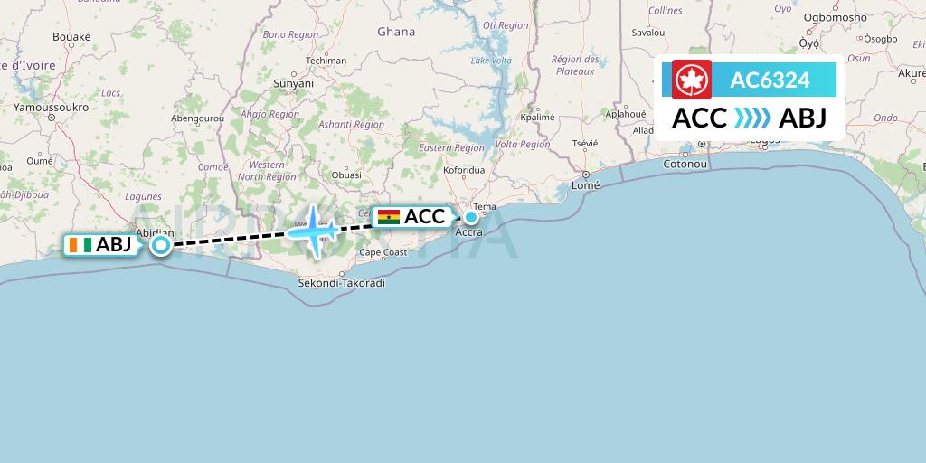 AC6324 Flight Status Air Canada: Accra to Abidjan (ACA6324)