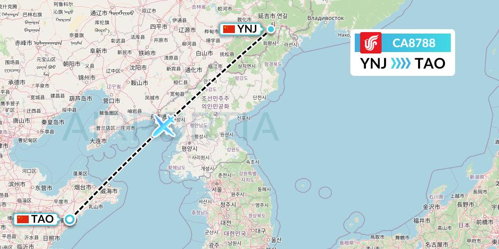 CA8788 Flight Status Air China: Yanji to Qingdao (CCA8788)