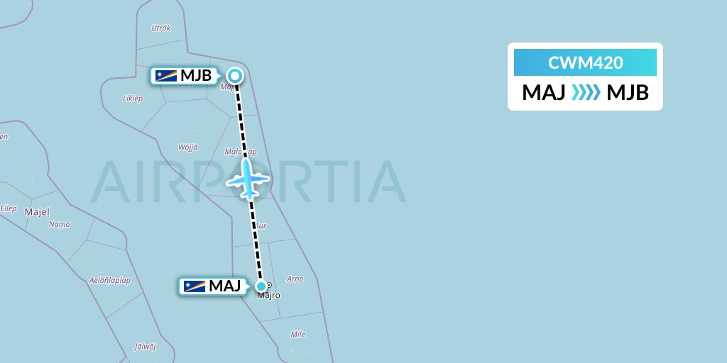 CWM420 Flight Status Air Marshall Islands: Majuro to Mejit Atoll