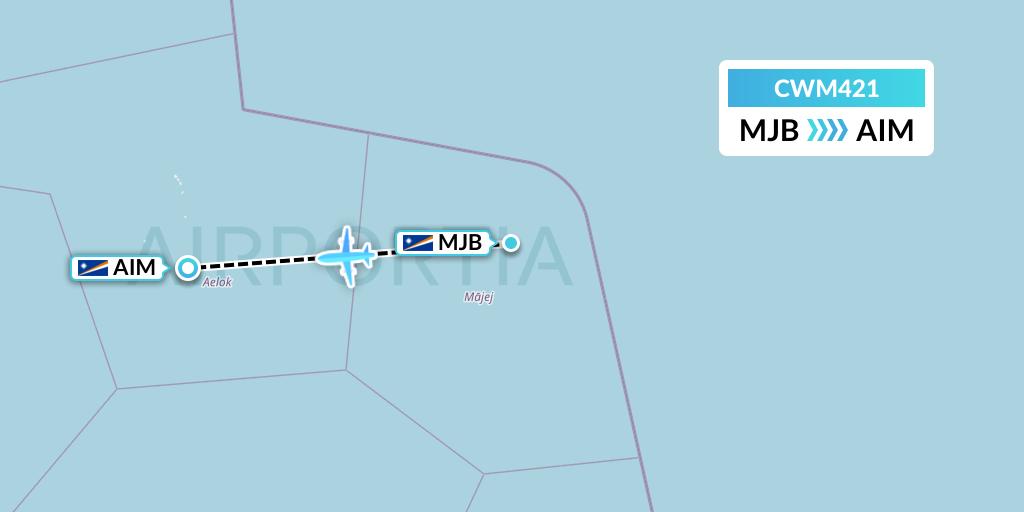 CWM421 Flight Status Air Marshall Islands: Mejit Atoll to Ailuk Island