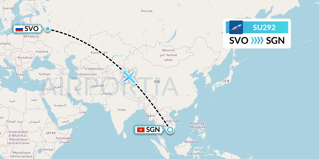 SU292 Flight Status Aeroflot: Moscow to Ho Chi Minh City (AFL292)