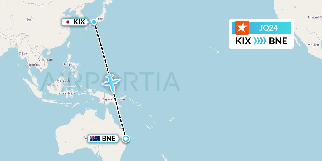 JQ24 Flight Status Jetstar Airways: Osaka to Brisbane (JST24)