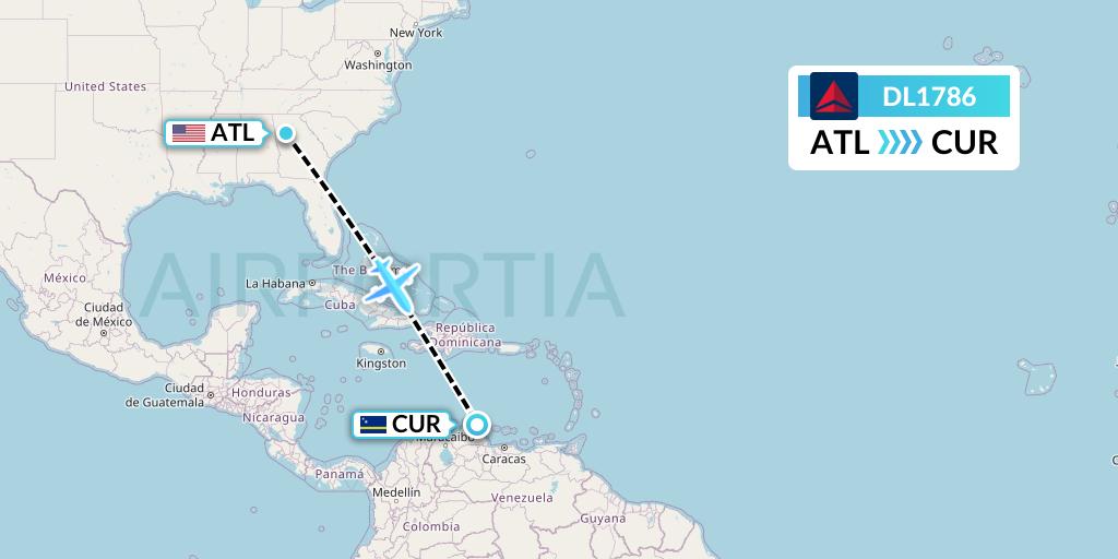 DL1786 Flight Status Delta Air Lines: Atlanta to Willemstad (DAL1786)