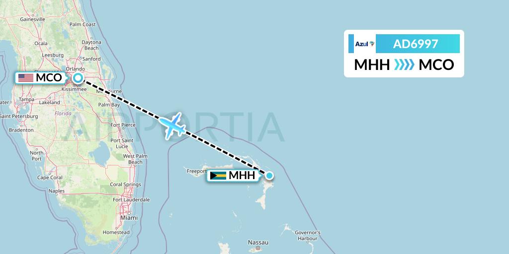 AD6997 Flight Status Azul Brazilian Airlines: Marsh Harbour to Orlando ...