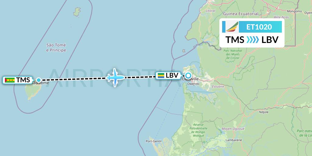 ET1020 Flight Status Ethiopian Airlines: Sao Tome to Libreville (ETH1020)