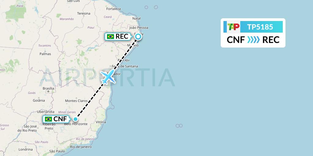 TP5185 Flight Status TAP Portugal: Belo Horizonte to Recife (TAP5185)