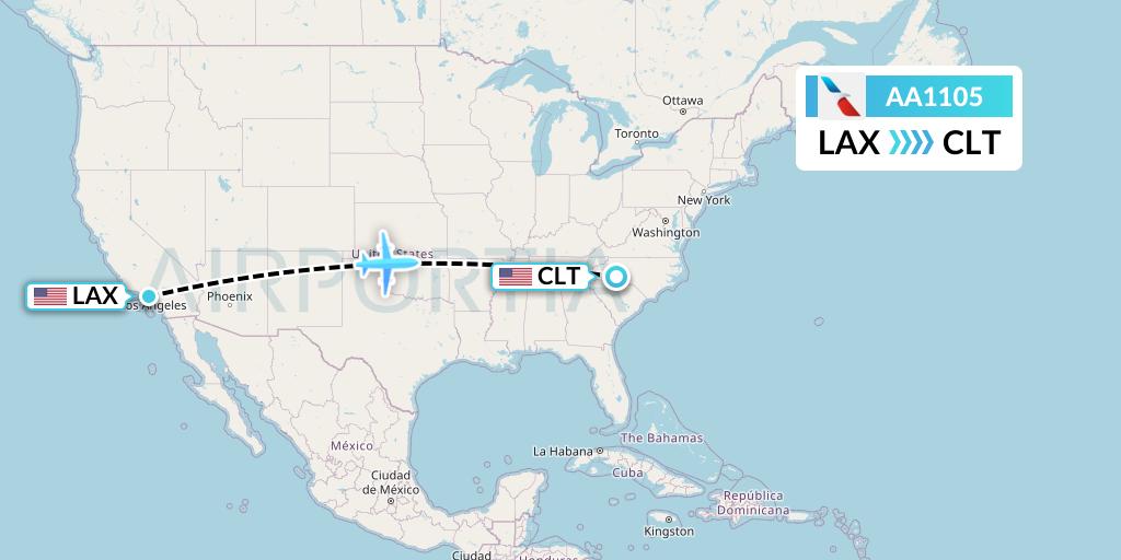 AA1105 Flight Status American Airlines: Los Angeles to Charlotte (AAL1105)