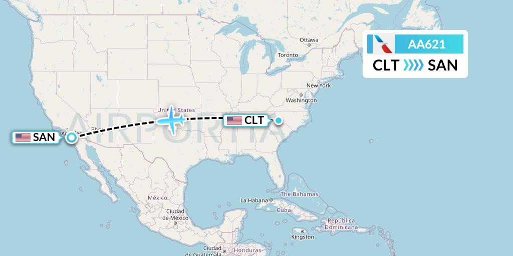 AA621 Flight Status American Airlines: Charlotte to San Diego (AAL621)