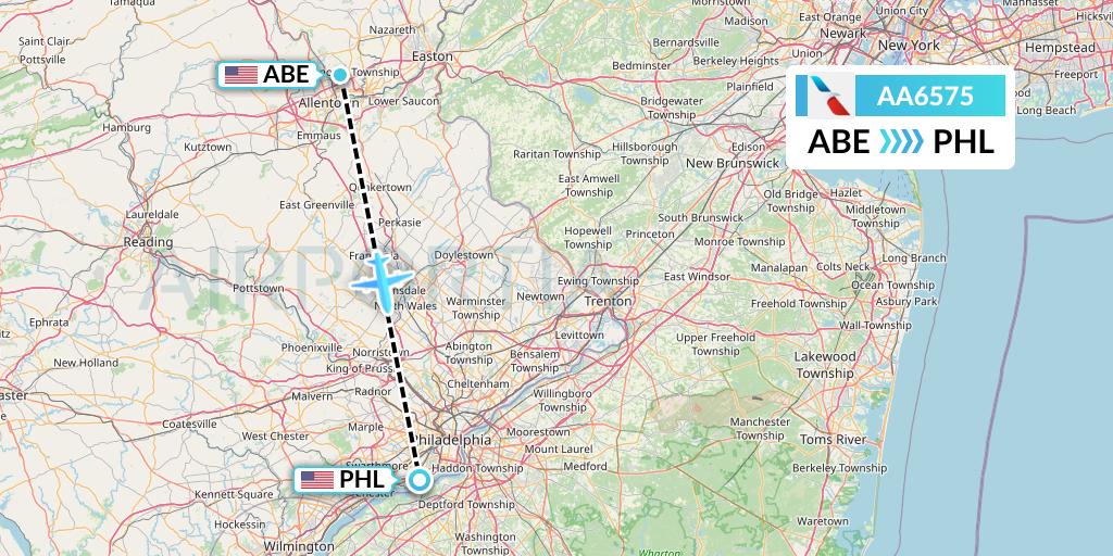 AA6575 Flight Status American Airlines: Allentown to Philadelphia (AAL6575)