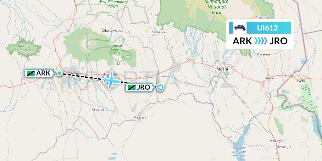 UI612 Flight Status Auric Air: Arusha to Kilimanjaro (AUK612)