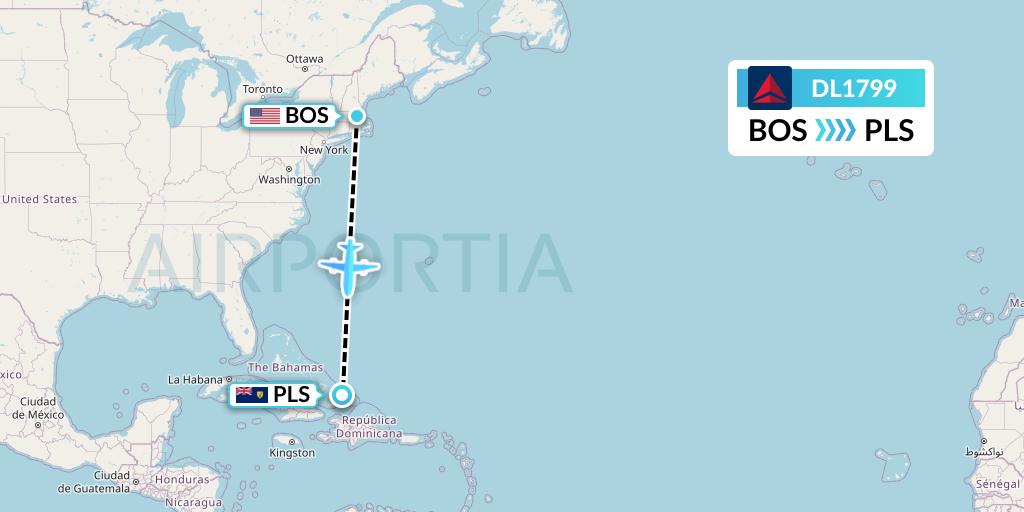 DL1799 Flight Status Delta Air Lines: Boston to Providenciales (DAL1799)