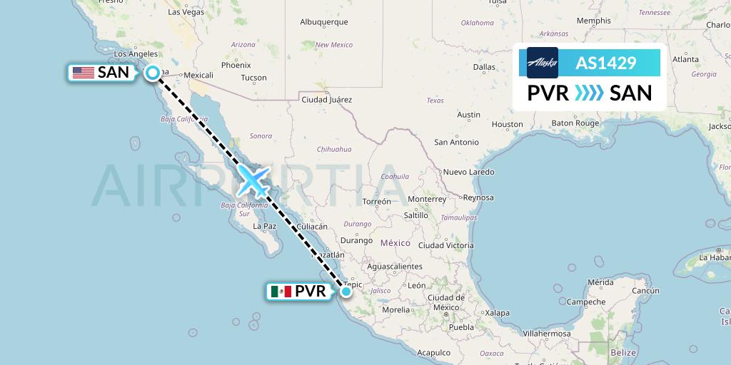 AS1429 Flight Status Alaska Airlines: Puerto Vallarta to San Diego ...