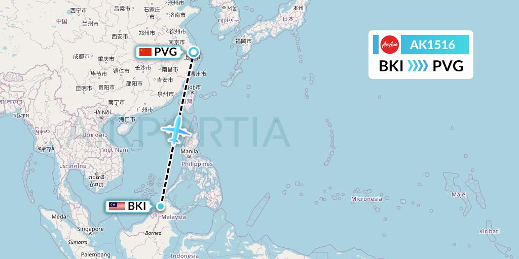 AK1516 Flight Status AirAsia: Kota Kinabalu to Shanghai (AXM1516)
