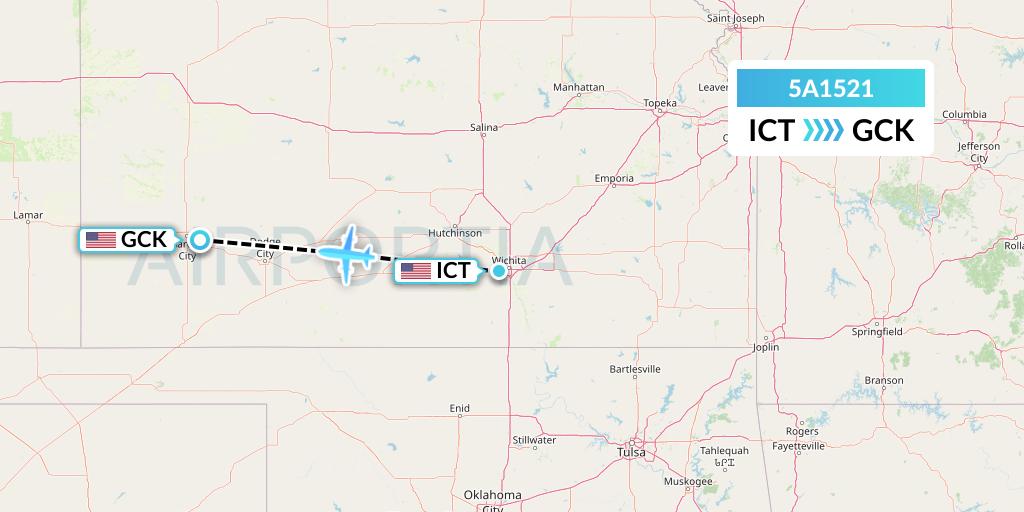 5A1521 Flight Status Alpine Air Express: Wichita to Garden City (AIP1521)