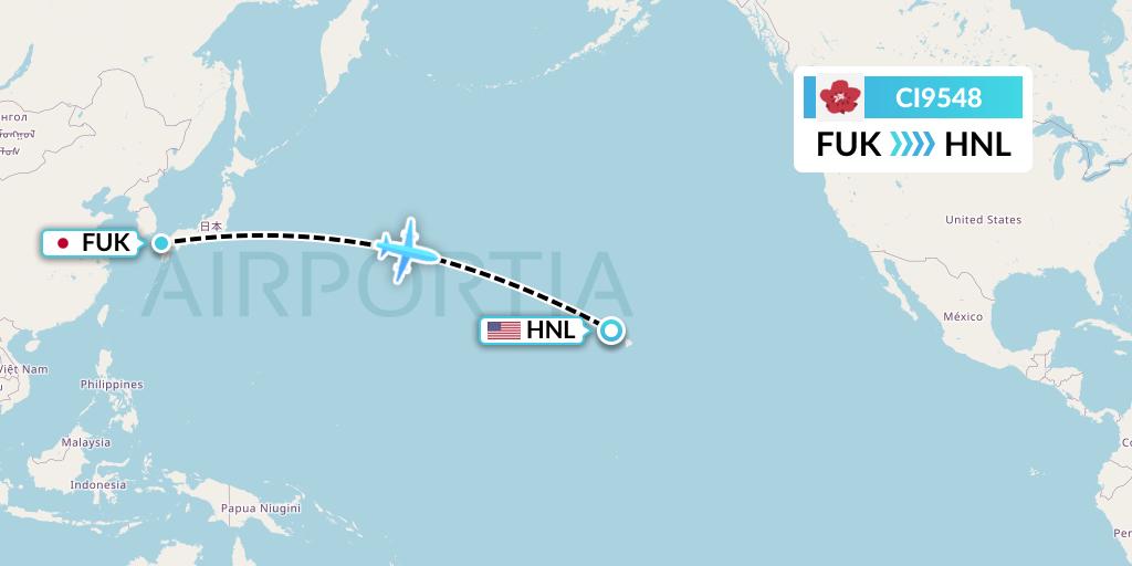 CI9548 Flight Status China Airlines: Fukuoka to Honolulu (CAL9548)