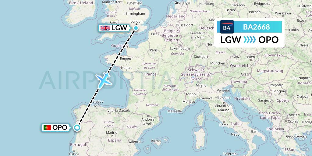 BA2668 Flight Status British Airways: London to Porto (BAW2668)