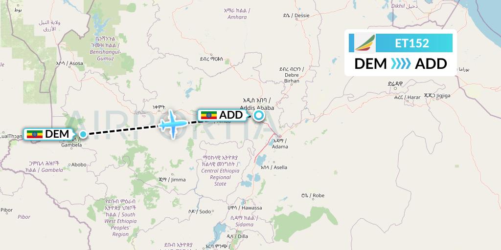 ET152 Flight Status Ethiopian Airlines: Dembidollo to Addis Ababa (ETH152)