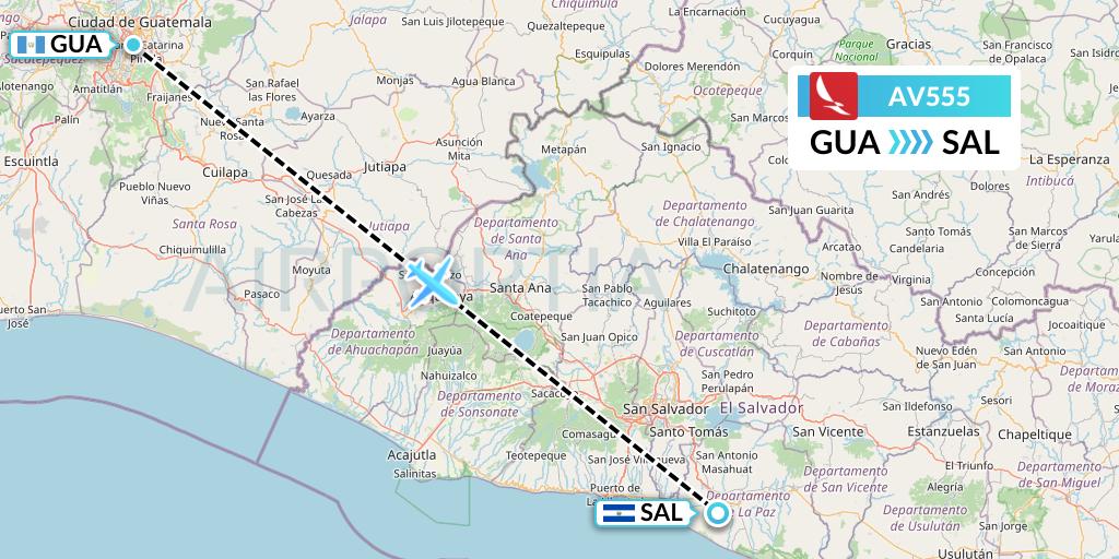 AV555 Flight Status Avianca: Guatemala City to San Salvador (AVA555)