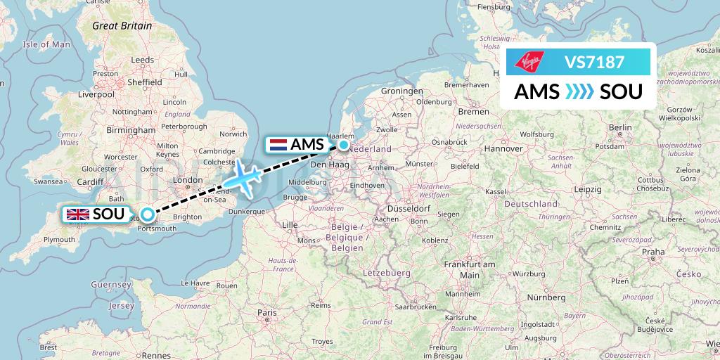 VS7187 Flight Status Virgin Atlantic Airways: Amsterdam to Southampton ...