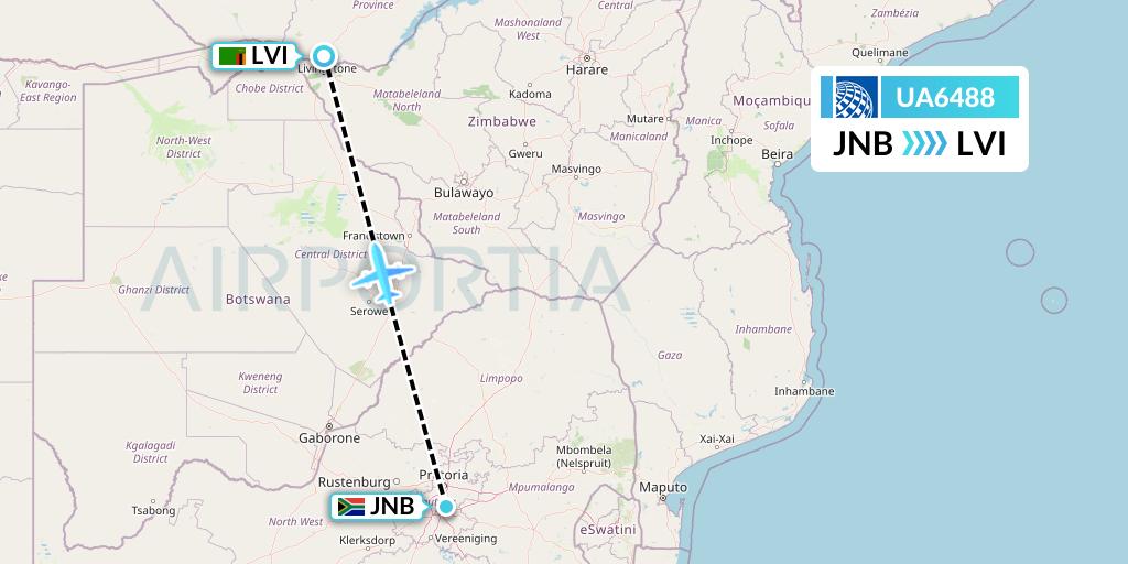 UA6488 Flight Status United Airlines: Johannesburg to Livingstone (UAL6488)