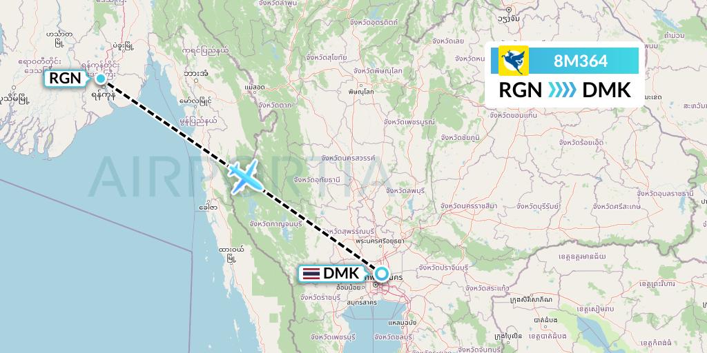 8M364 Flight Status Myanmar Airways International: Yangon to Bangkok ...