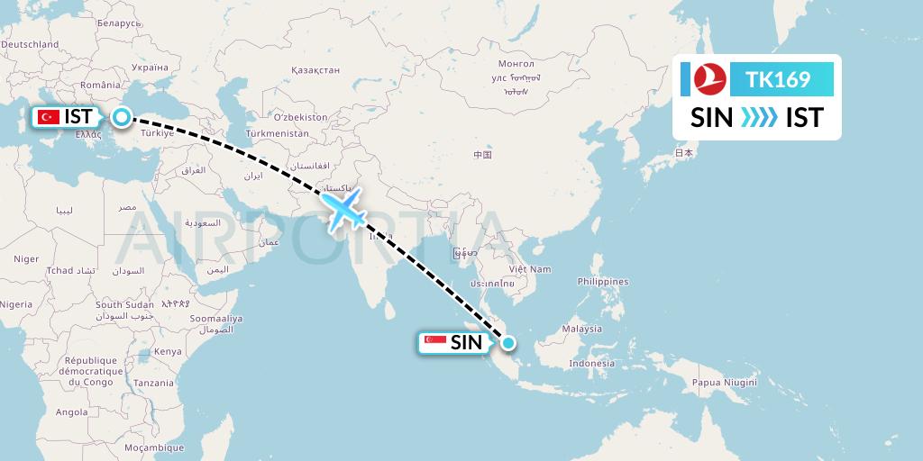 TK169 Flight Status Turkish Airlines: Singapore to Istanbul (THY169)