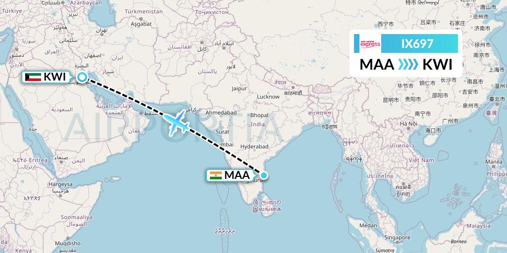 IX697 Flight Status Air India Express: Chennai to Kuwait City (AXB697)