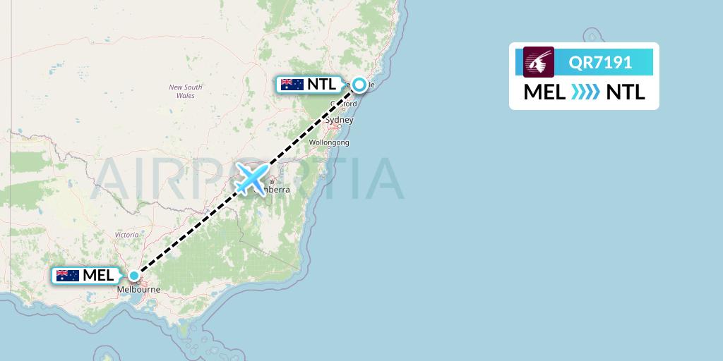 QR7191 Flight Status Qatar Airways: Melbourne to Newcastle (QTR7191)
