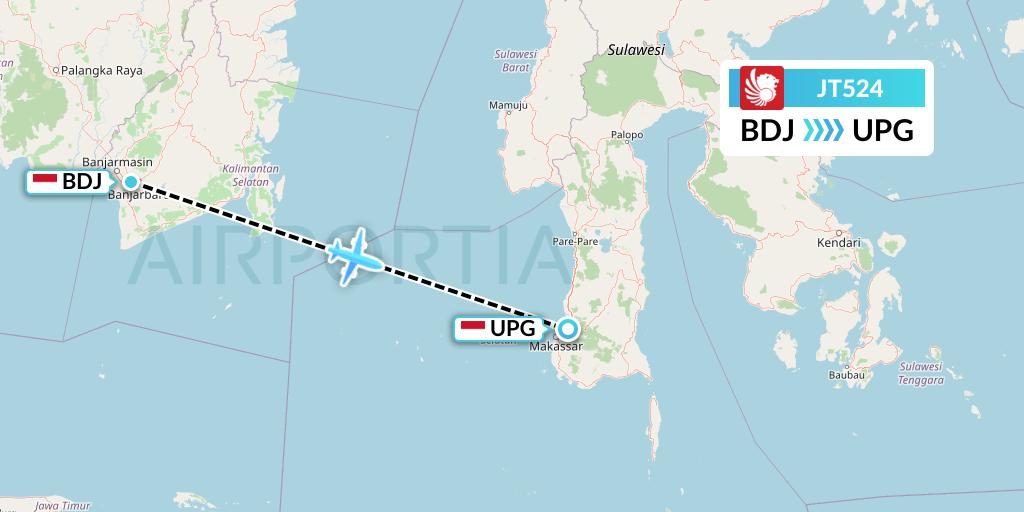 JT524 Flight Status Lion Airlines: Banjarmasin to Makassar (LNI524)