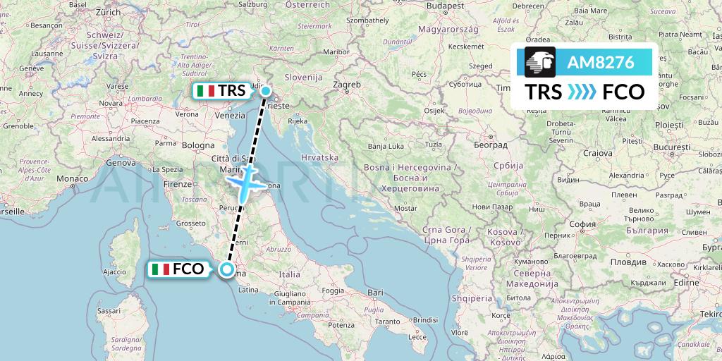 AM8276 Flight Status Aeromexico: Trieste to Rome (AMX8276)