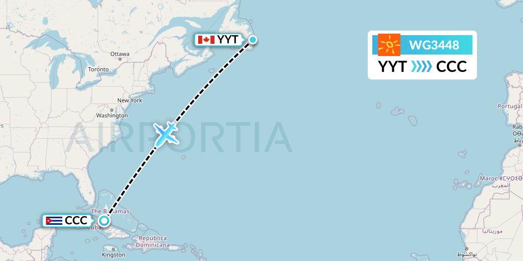 WG3448 Flight Status Sunwing Airlines: St. John's to Cayo Coco (SWG3448)