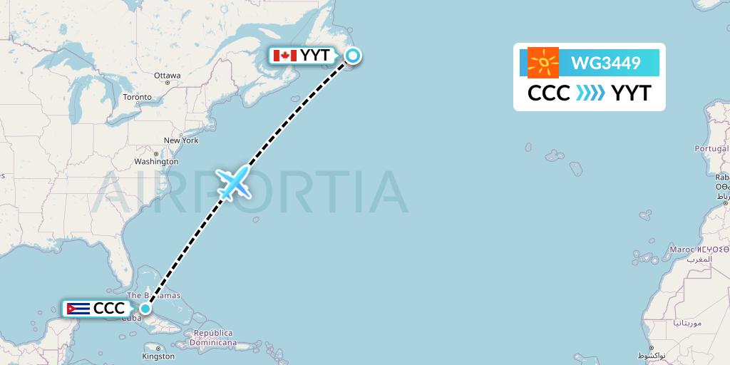 WG3449 Flight Status Sunwing Airlines: Cayo Coco to St. John's (SWG3449)