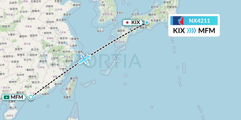 NX4211 Flight Status Air Macau: Osaka to Macau (AMU4211)