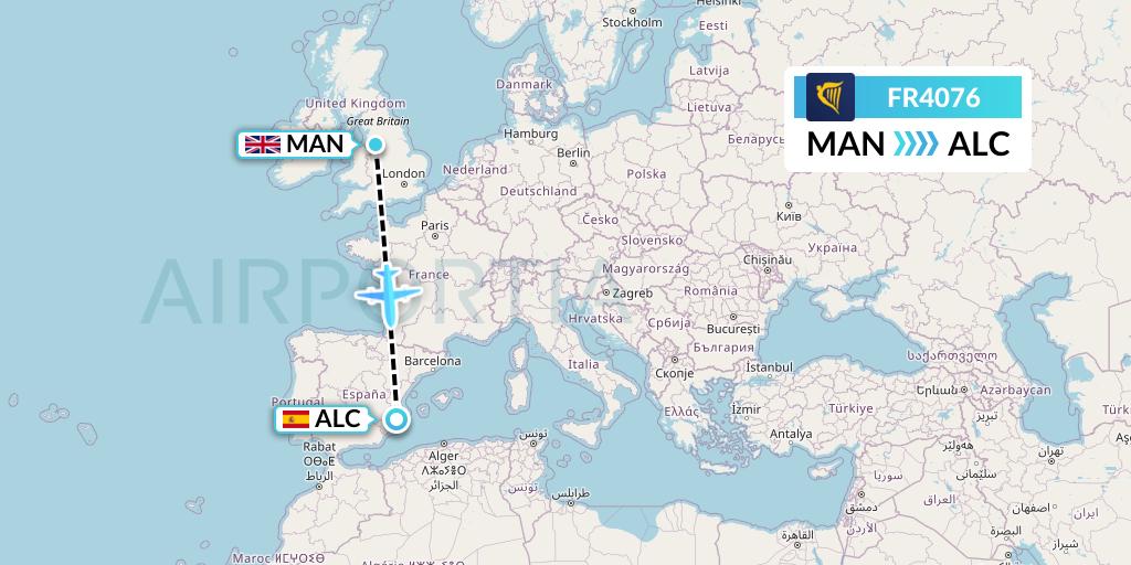FR4076 Flight Status Ryanair: Manchester to Alicante (RYR4076)
