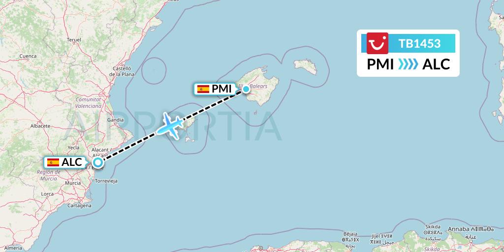 TB1453 Flight Status TUI fly Belgium: Palma de Mallorca to Alicante ...